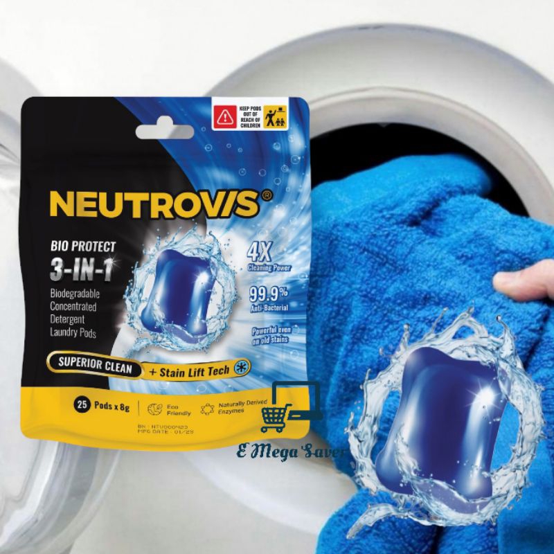 NEUTROVIS Bio Protect 3in1 Laundry Pods Superior Clean (25pods x 8g ...