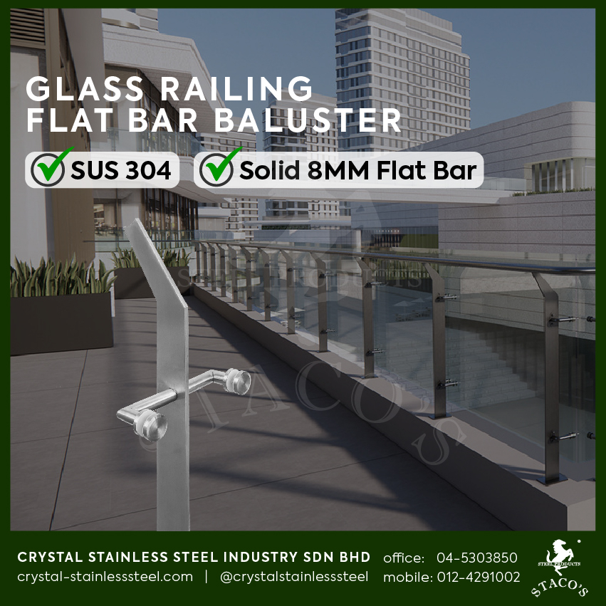 STACOS Stainless Steel 304 Glass Railing Staircase Stair Baluster ...