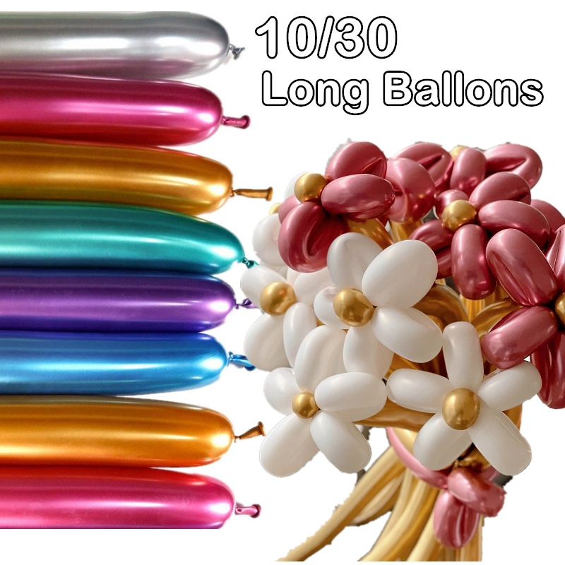 30pcs Long Balloon Chrome Latex Metallic Magic Shape Modelling Bouquet ...
