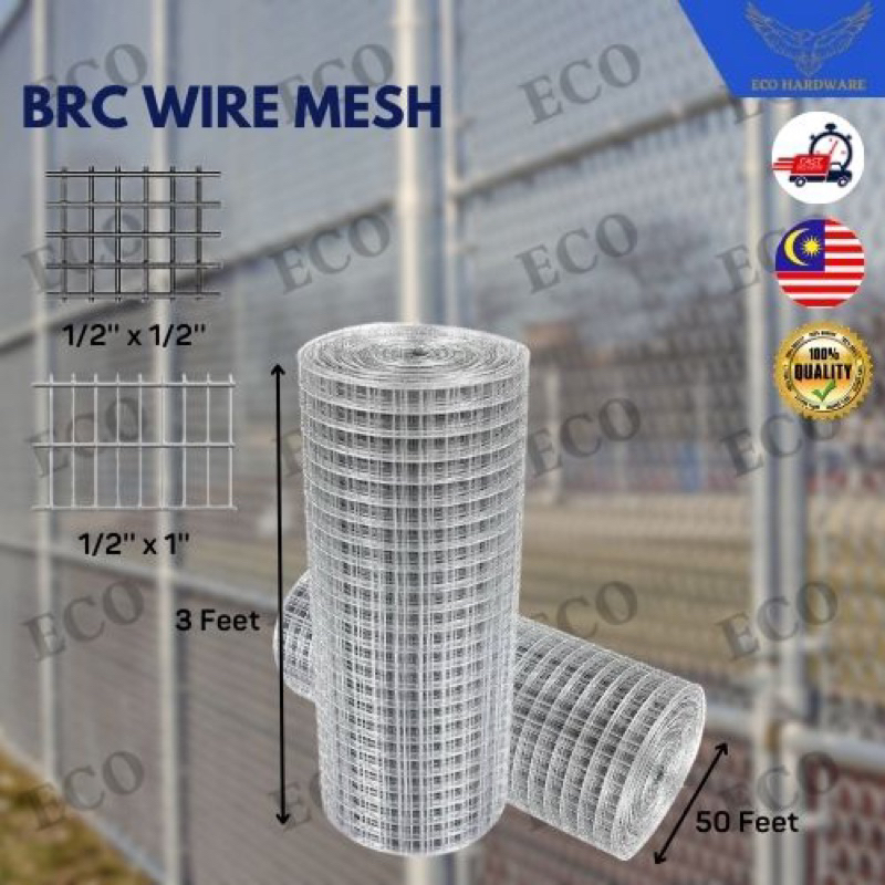 High Quality TAHAN 15 Meter(50 Feet) Galvanized BRC Welded Iron Wire Mesh Net Netting Dawai ...