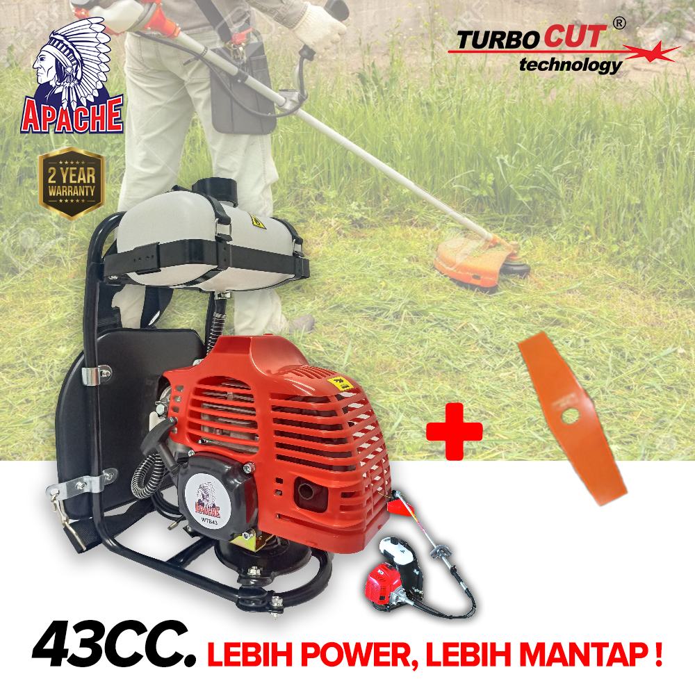 APACHE TurboCUT® TB43 BG430DT BG430 + SC01 Backpack Brush Cutter Grass Trimmer Mesin Rumput ...