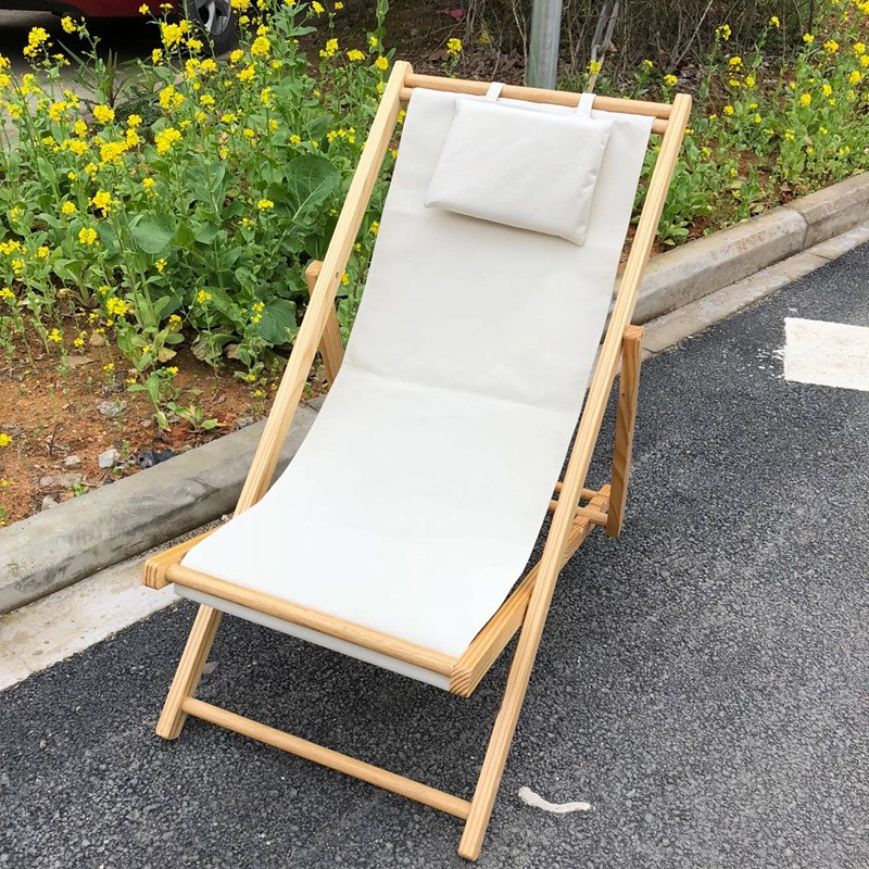 New Outdoor Furniture Beach Chair Portable Folding Wood Chaise Lounge ...