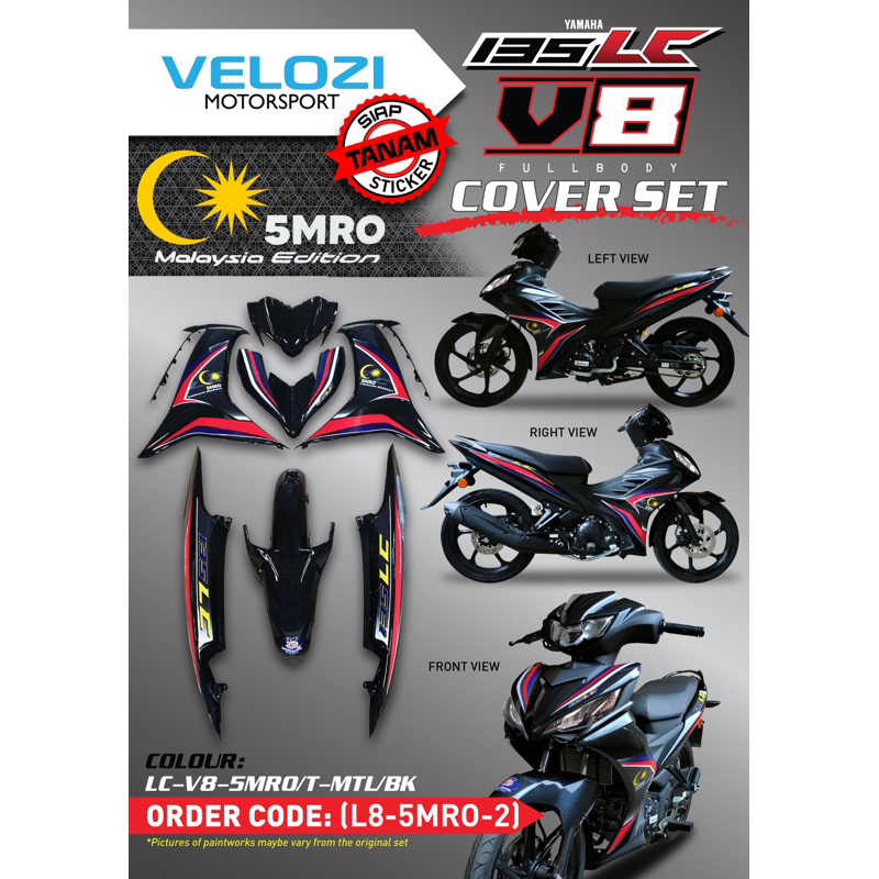 COVERSET LC V8 ORIGINAL VELOZI 5MRO MALAYSIA EDITION METALLIC BLACK RED ...