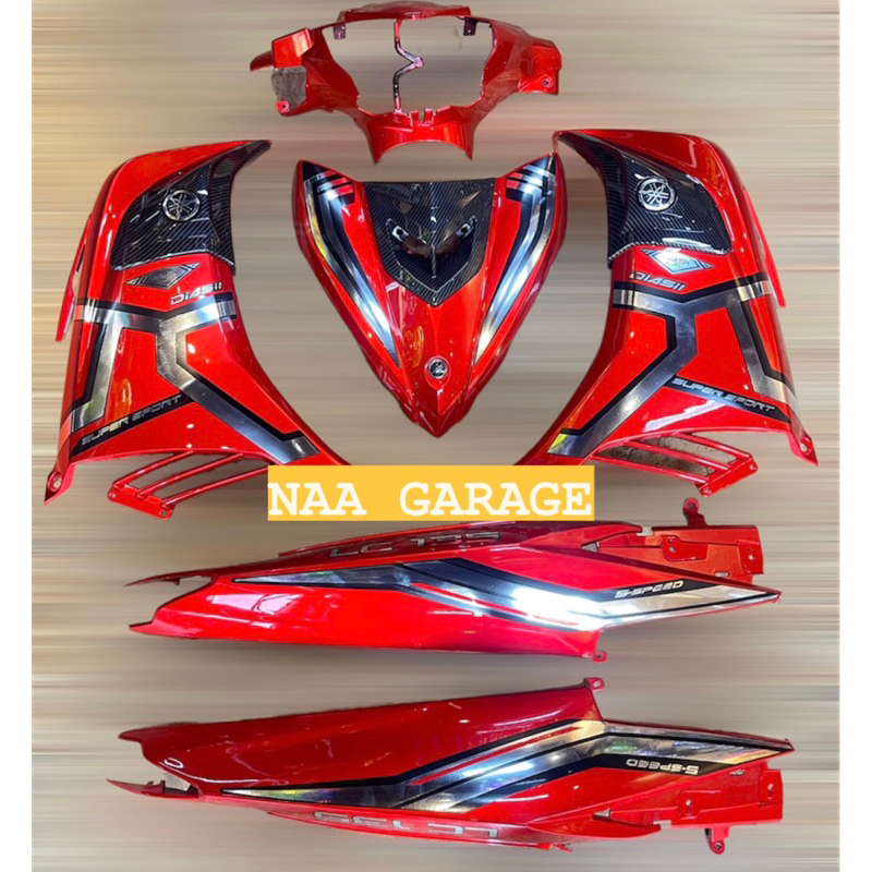 COVERSET CANDY RED LINE CHROME LC 135 V4-V5-V6 FREE AMBLEM | Shopee ...