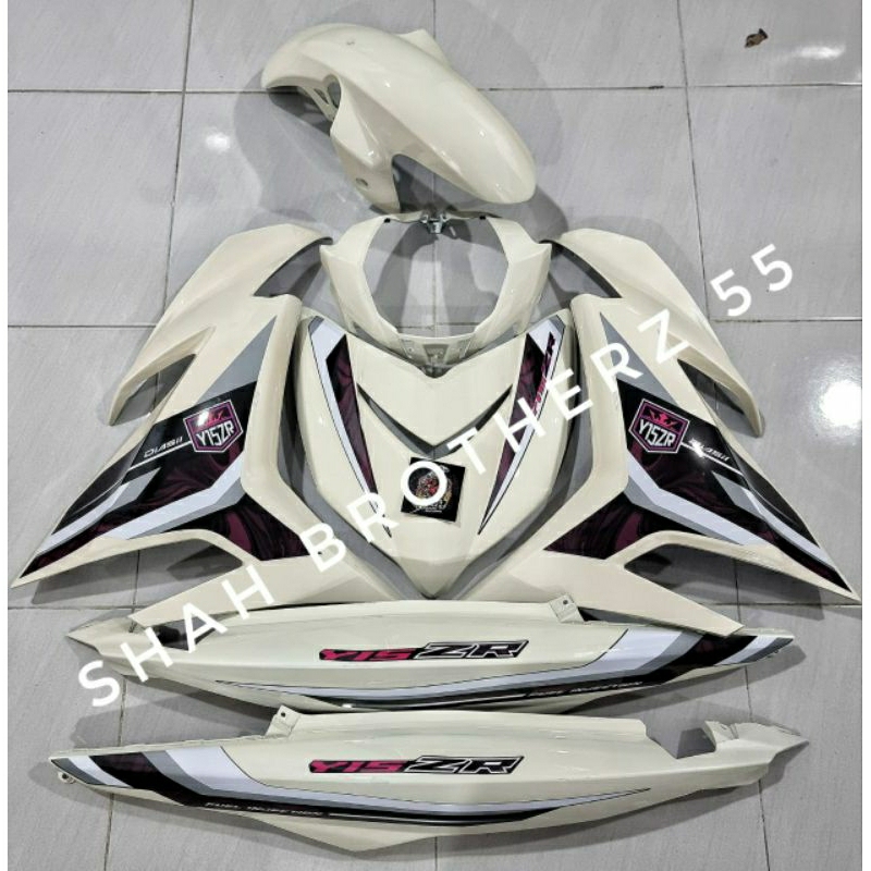 COVERSET Y15 V1/V2 CREAMY WHITE PURPLE 2022 CUSTOM🔥 | Shopee Malaysia