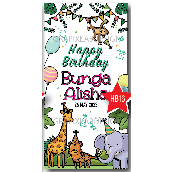 Happy Birthday Sticker / Selamat Hari Jadi Sticker / Sticker Kotak ...