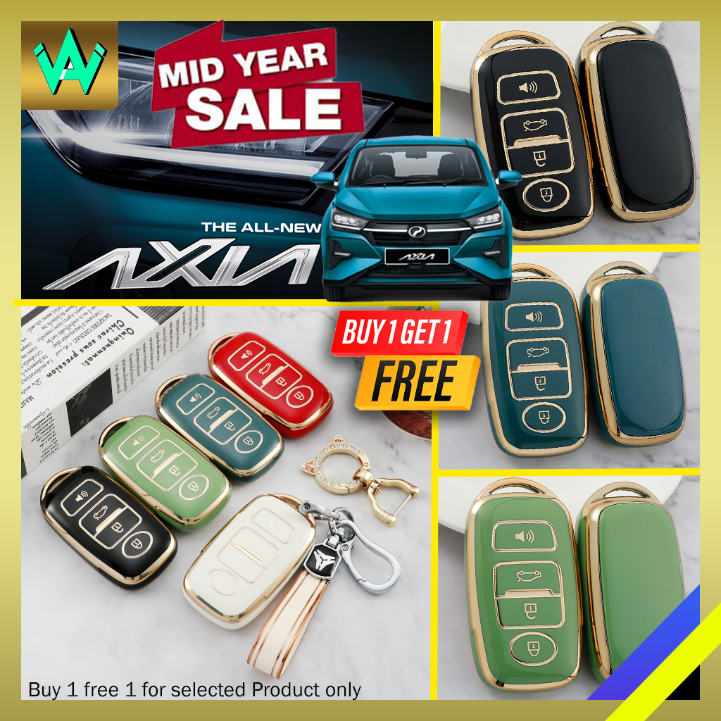 Key Cover Sarung Kunci Perodua New Axia 2023 Keyless Smart Key Chrome ...