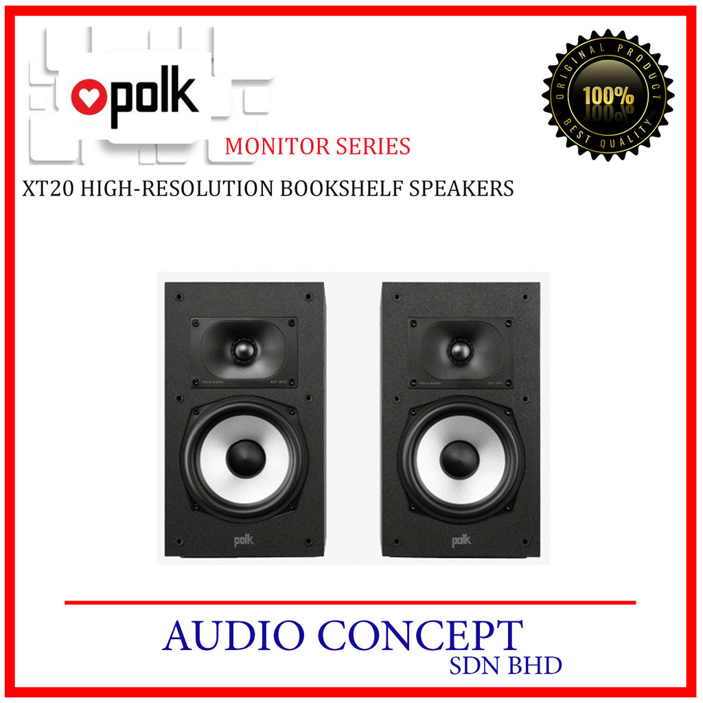 Polk Audio Monitor XT20 High-Resolution Bookshelf Speaker (PAIR ...