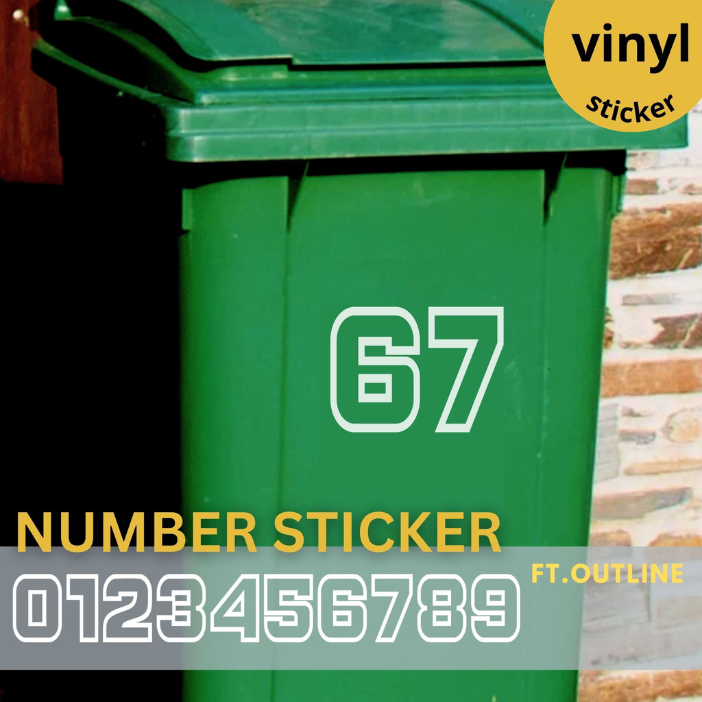 18cm 28cm Height Number Sticker (Font Outline) - Vinyl Decal Sticker ...
