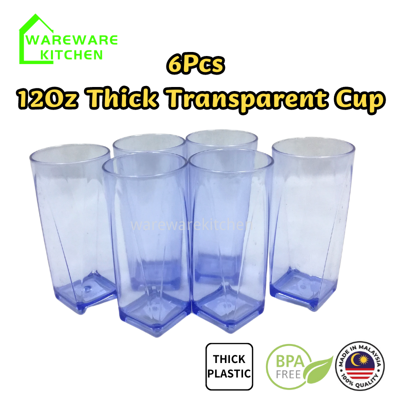 6Pcs 12Oz Transparent Plastic Cup Cawan Plastik Transparent Cup Thick ...