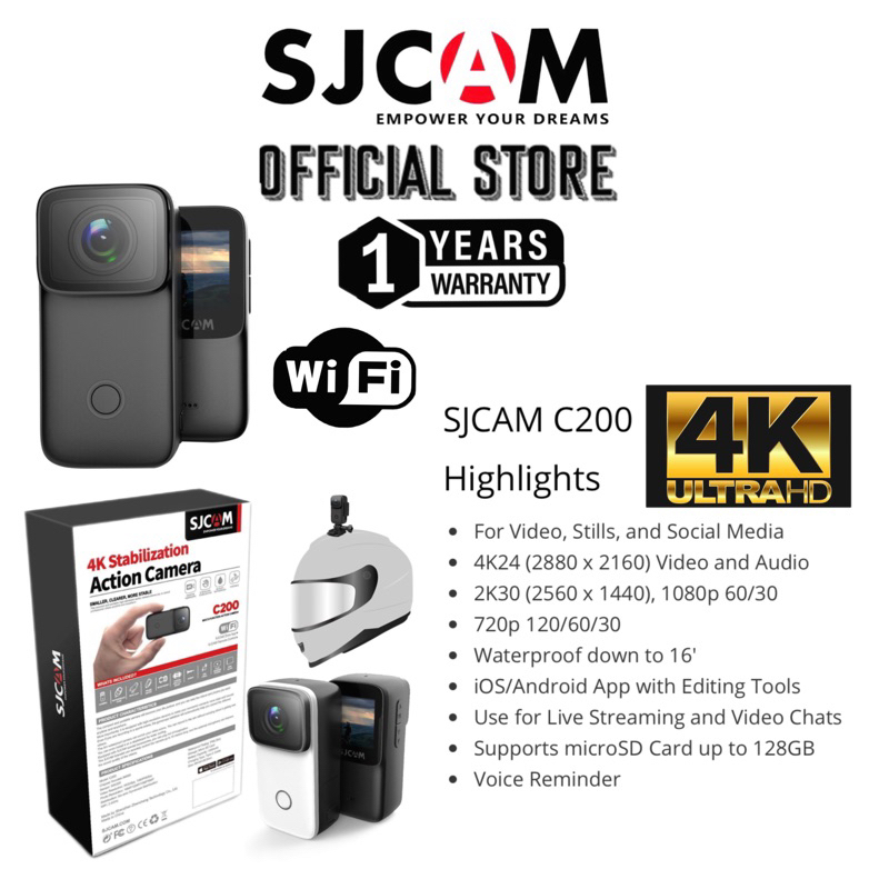 SJCAM OFFICIAL STORE SJCAM C200 WiFi 4K Waterproof action camera ...