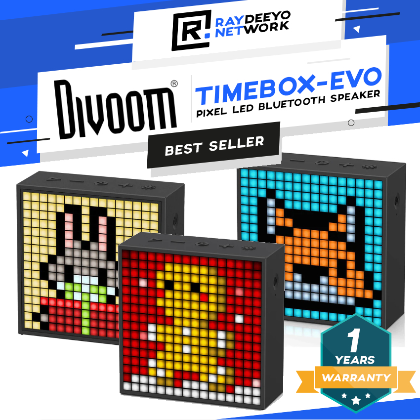Divoom Timebox Evo Pixel Art Speaker Alarm Clock Box [Customizable ...