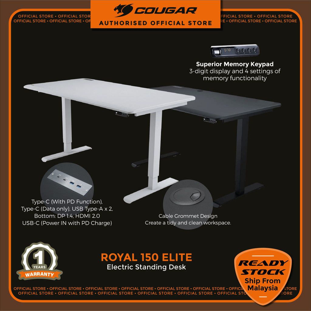 Cougar Desk Royal 150 Elite Dual Motor Electric Standing Desk with 7 in ...
