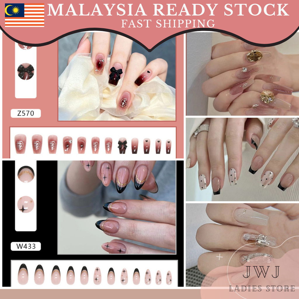 [READY] 24pcs (S) DIY Fake Nails Art Nail Lovely Fashion Fake Nails ...