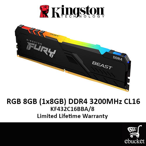 [EOL] Kingston FURY Beast RGB 8GB (1x8GB) DDR4 3200MHz CL16 Memory RAM - KF432C16BBA/8 | Shopee ...