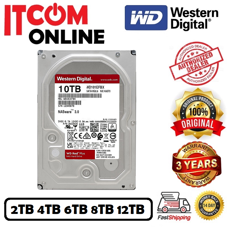 WESTERN DIGITAL RED PLUS PRO 2TB 4TB 6TB 8TB 12TB 128MB 3.5" SATA III ...