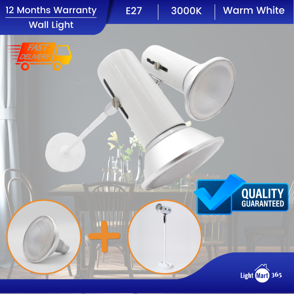 LED 12W 3000K E27 PAR30 Long Arm Pole Wall Light Spot Light Directional ...