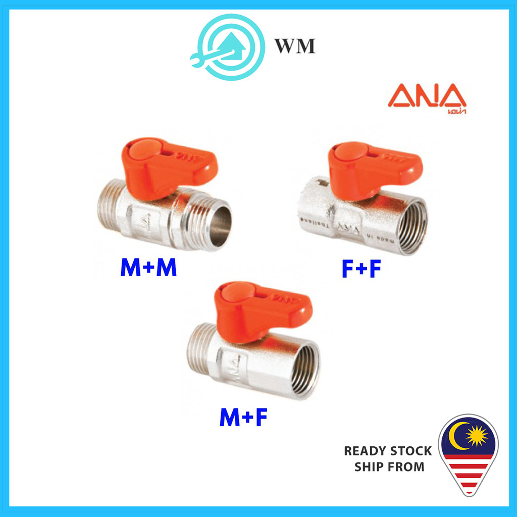 ANA 1/2" INCH ALUMINUM HANDLE MINI BALL VALVE / ANA 1/2 "Inci Aluminium ...