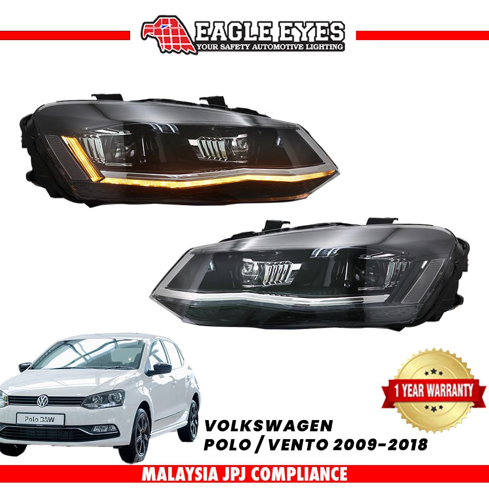VOLKSWAGEN POLO VENTO 2009-2018 PROJECTOR LED HI-LO BEAM SEQUENTIAL ...