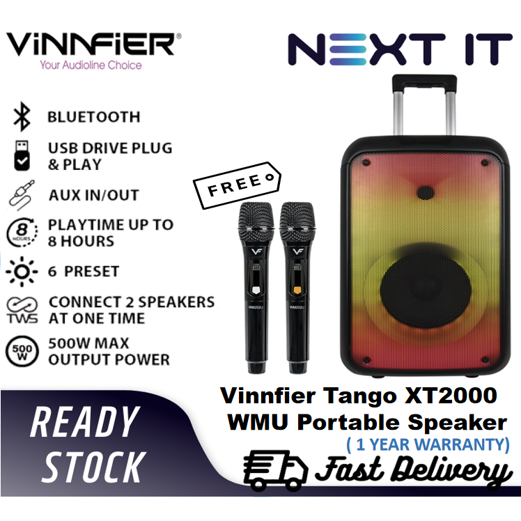 [READY STOCK] Vinnfier Tango XT2000 WMU Portable Trolley Loud Speaker | Shopee Malaysia
