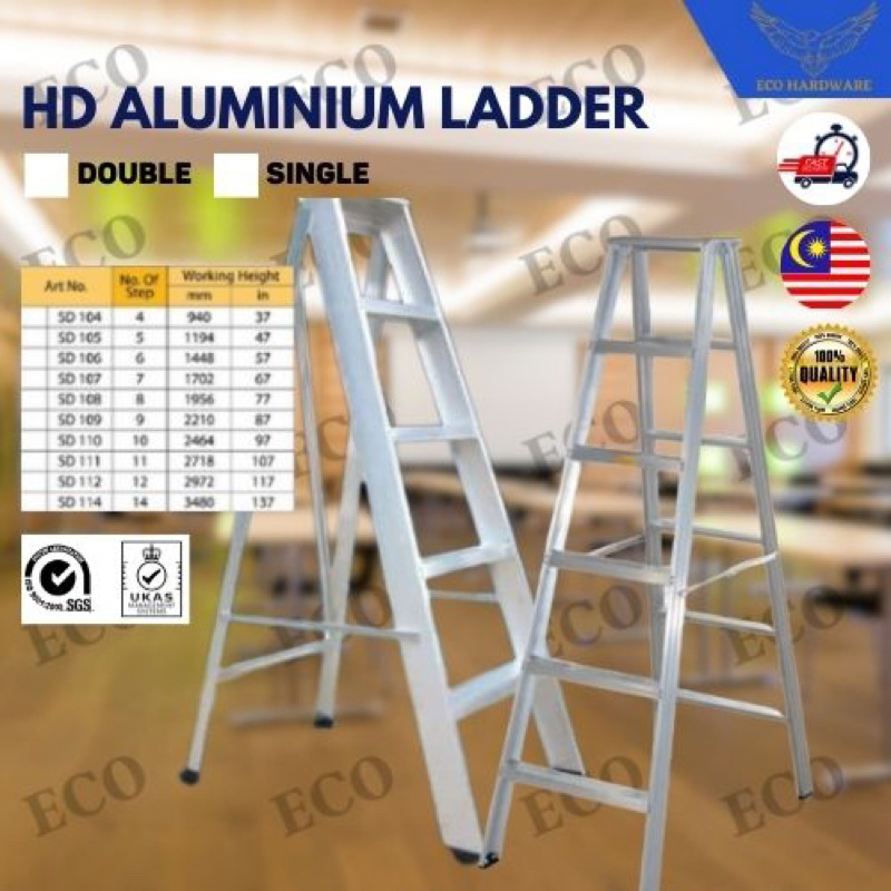 SAKURA Premium High Quality Aluminium Ladder (Single Sided / Double ...