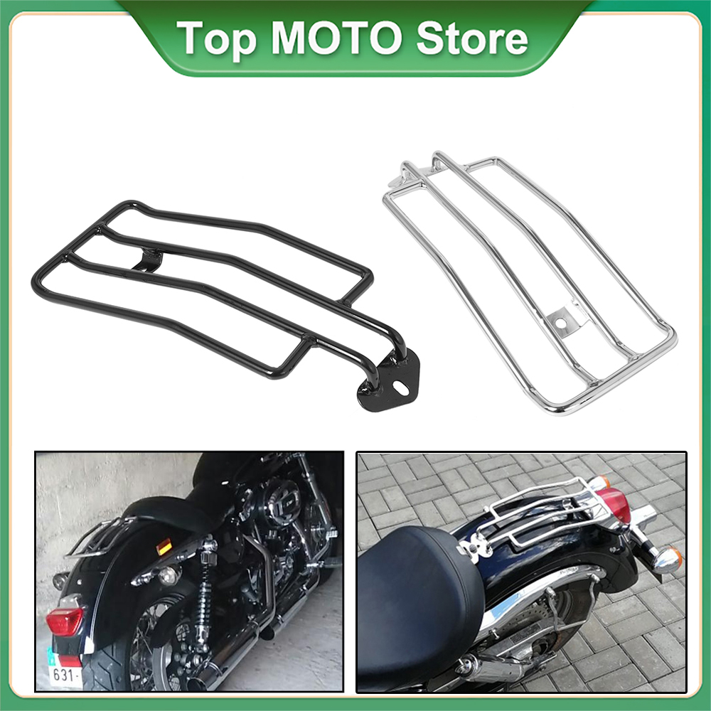 Motorcycle Chrome Black Rear Luggage Rack Support Shelf Solo Seat For ...