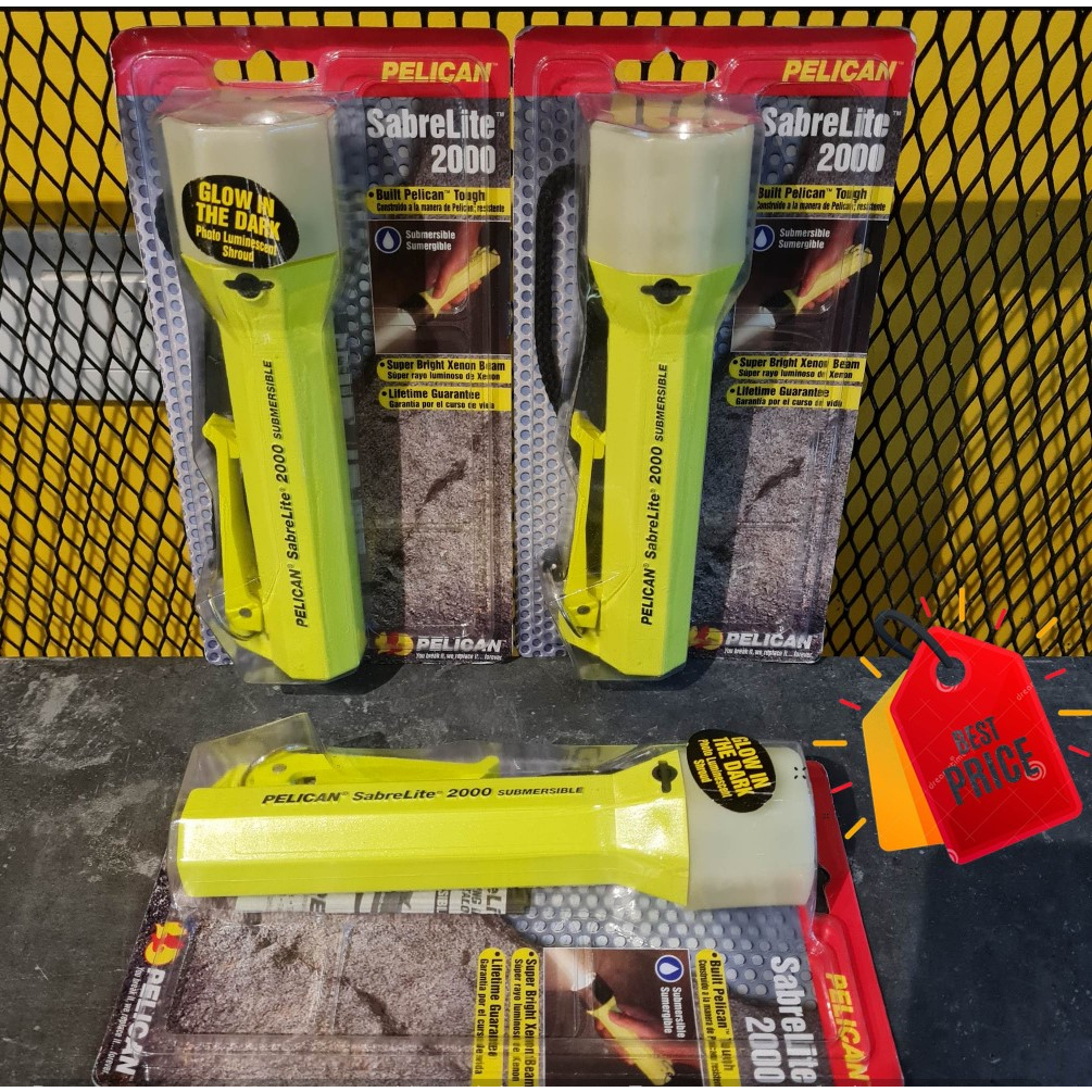 Pelican Sabrelite 2000PL Photoluminescent Dive Light / Flashlight, 3 'C ...