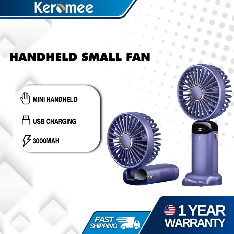 Keromee Mini electric fan silent outdoor foldable portable neck hanging ...