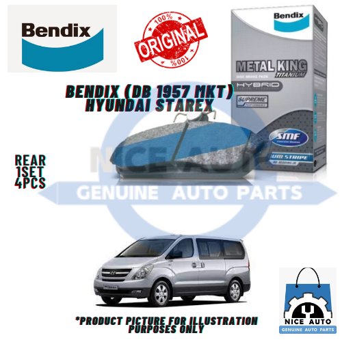 HYUNDAI STAREX REAR BRAKE PAD - BENDIX Metal King Titanium DB1957 MKT ...