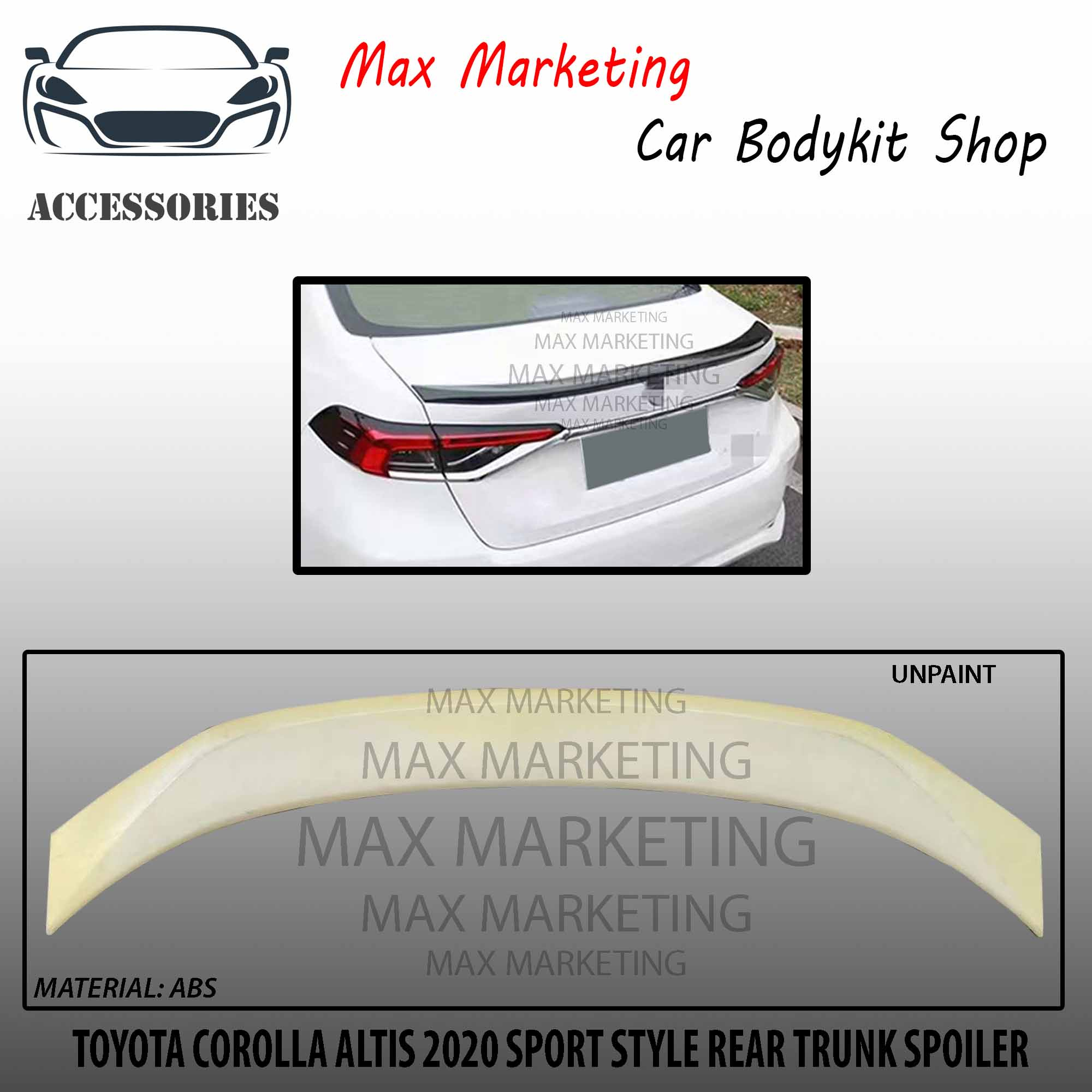 TOYOTA COROLLA ALTIS 2020 SPORT STYLE REAR TRUNK SPOILER ABS SKIRT LIP ...