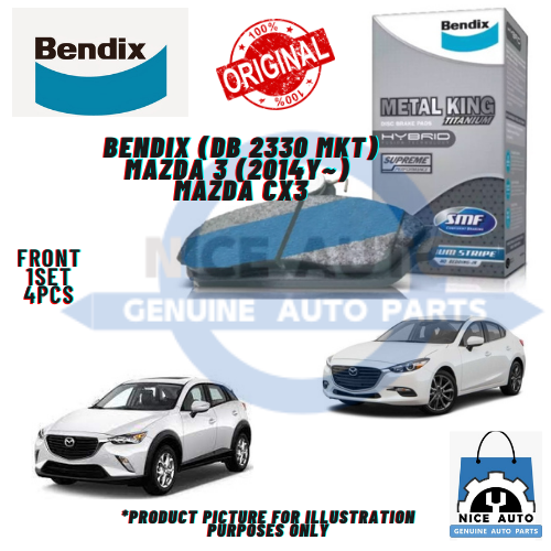 MAZDA 3 BM SKYACTIVE (2014Y) /MAZDA CX-3 DK FRONT BRAKE PAD - BENDIX Metal King Titanium DB2330 ...