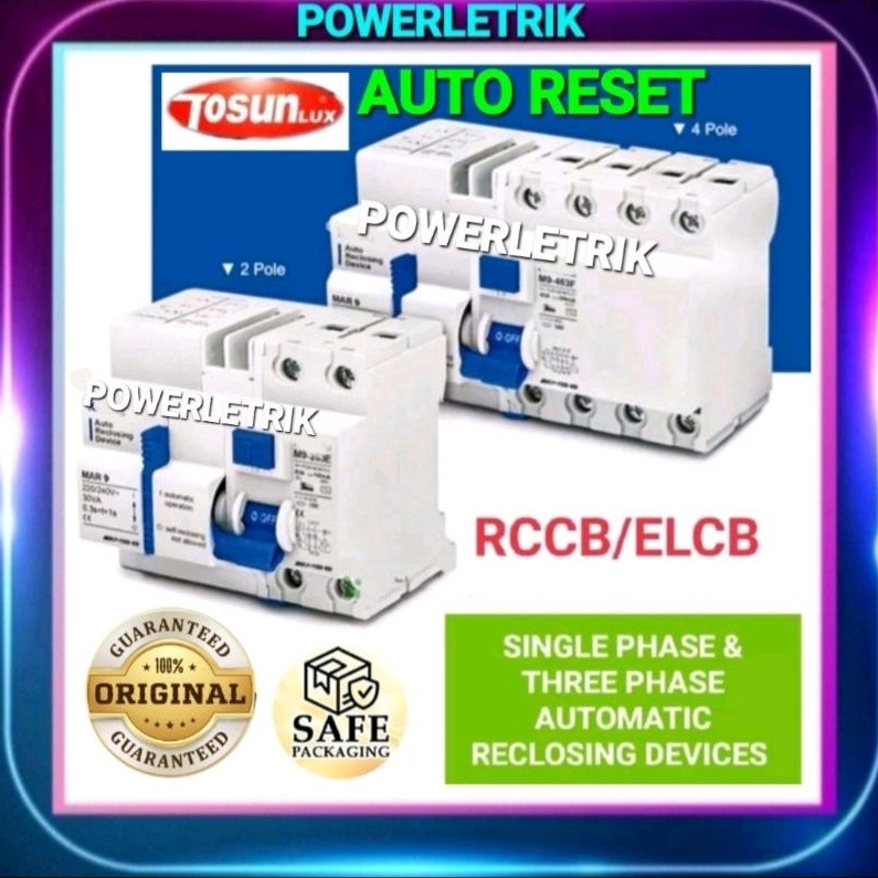 💥READY STOCK💥 TOSUN / TBC ELCB RCCB WITH AUTO RECLOSING DEVICE SINGLE ...