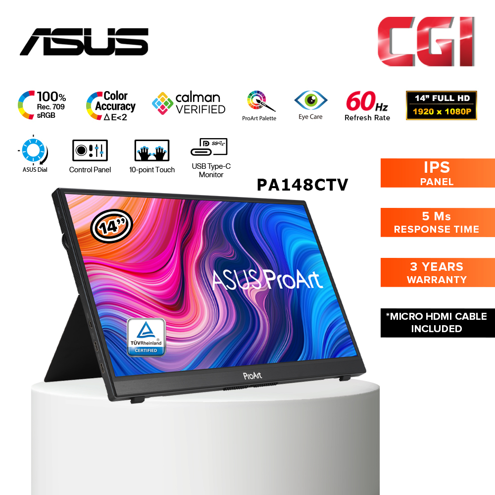 Asus ProArt Display 14" PA148CTV FHD IPS 5ms 60Hz 100% Adobe RGB&SRGB ...