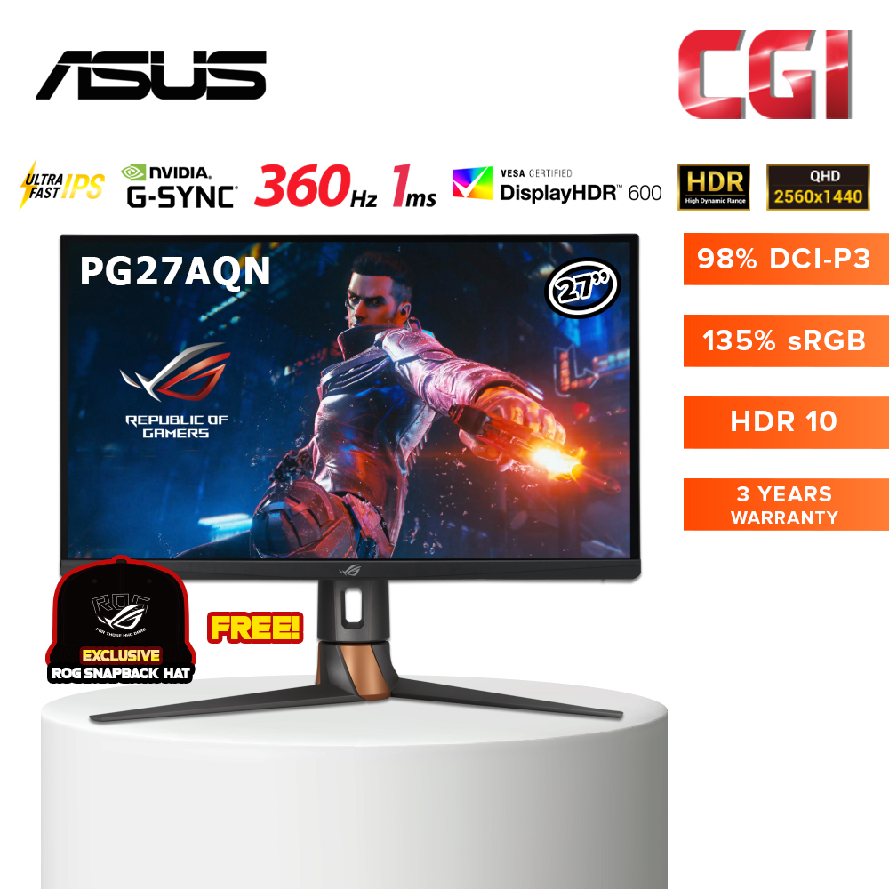 Asus 27" ROG Swift PG27AQN Ultrafast IPS QHD 360Hz 1ms GSync HDR10 ...