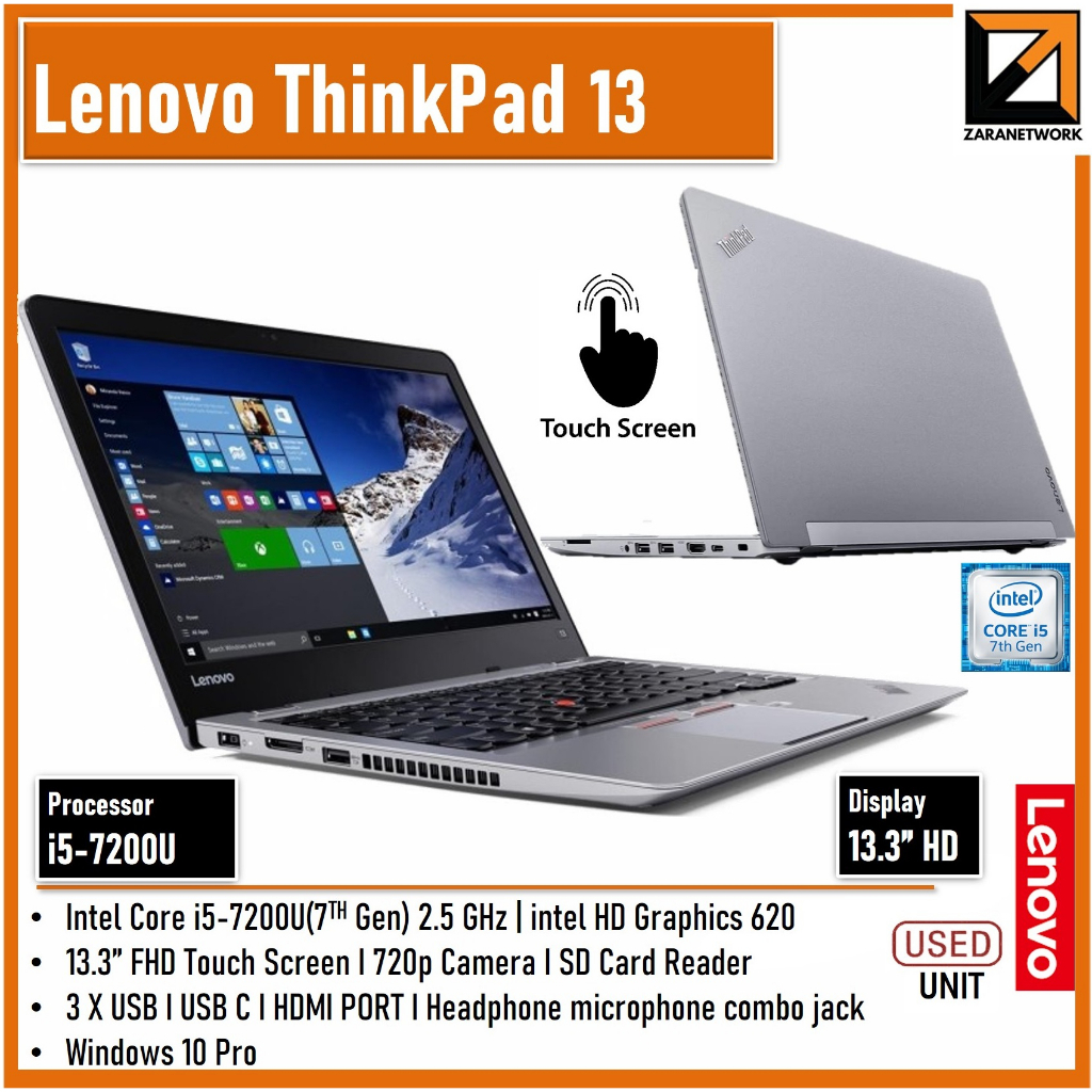 Lenovo ThinkPad 13 (1 YEAR WARRANTY T&C) Business Laptop Intel Core i5 7th Gen(7200U) 13.3 ...