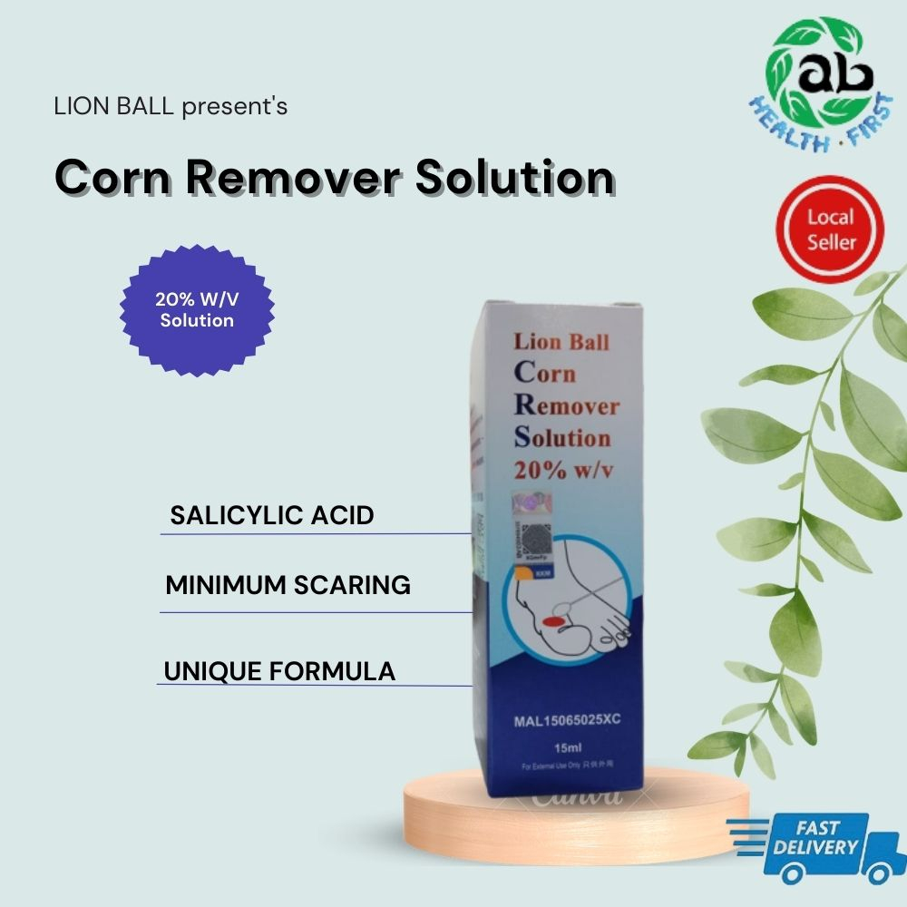 LION BALL CORN REMOVER SOLUTION 20% W/V (WARTS, CORNS & CALLUSES) 15ML ...
