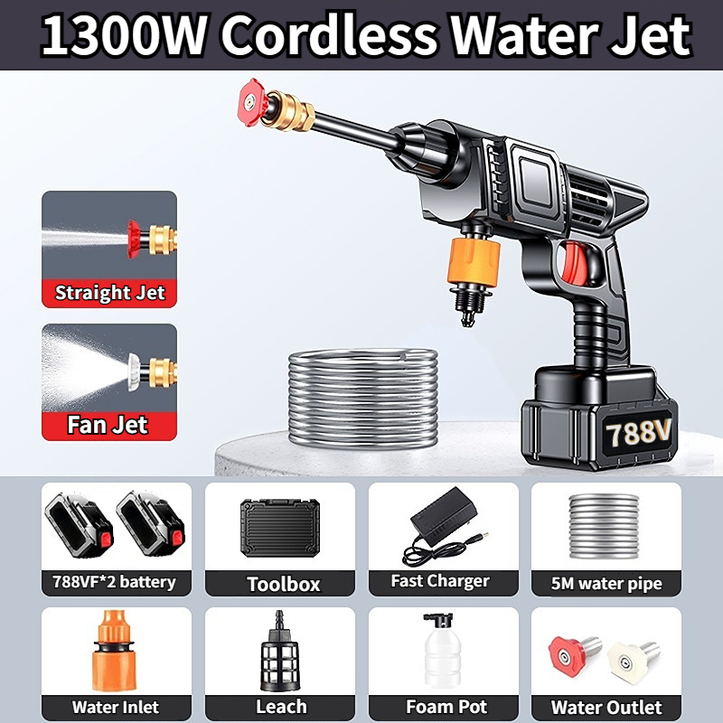 Cordless Water Jet Portable Car Wash High Pressure Waterjet Gun Machine Spray Cleaner Air ...