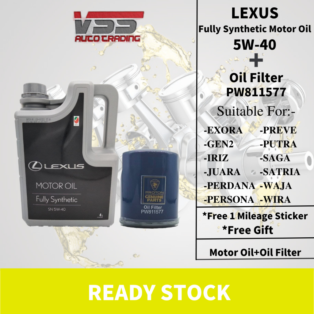 LEXUS FULLY SYNTHETIC SN 5W40 ENGINE OIL + Oil Filter | Shopee Malaysia