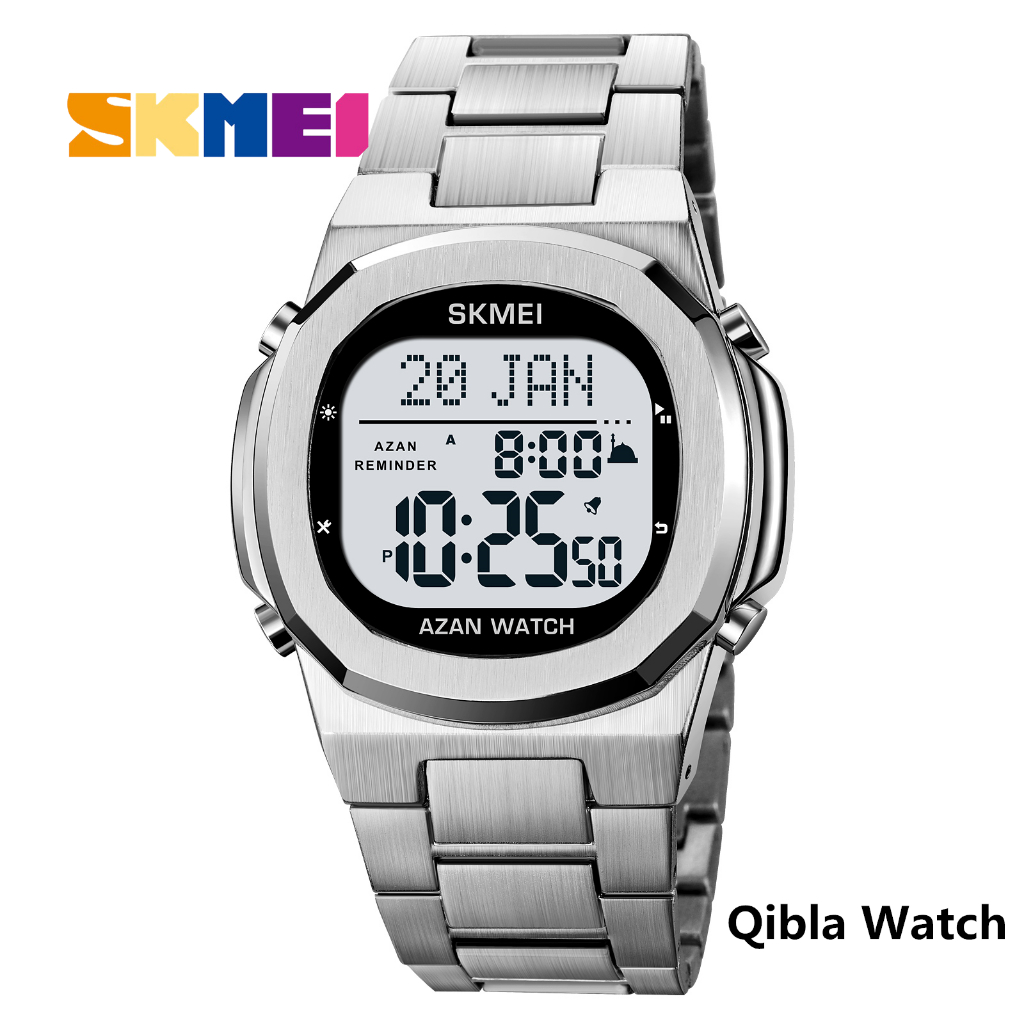 SKMEI 2036 Men Digital Islamic Qibla Direction Compass Solat for Muslim ...