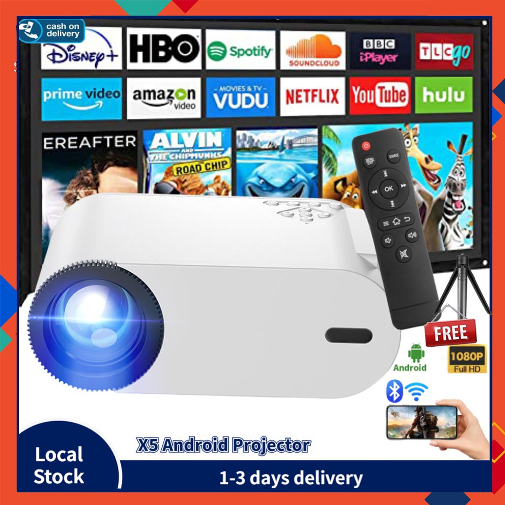 X5 Android Projector Smart Bluetooth Projector 1080P HD Wifi Home ...