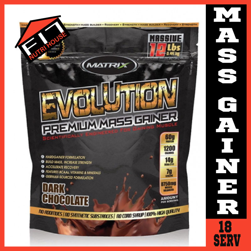MATRIX EVOLUTION PREMIUM MASS GAINER (5.44kg - 18 Serv) / WEIGHT MUSCLE ...