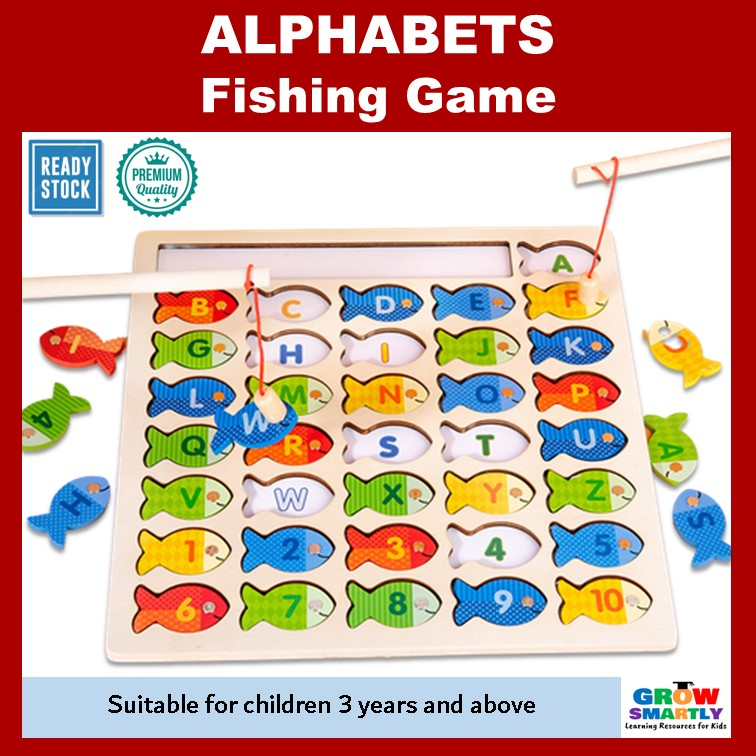 Alphabet Number ABC Fishing Toy Montessori Toys Wooden Educational Toys ...