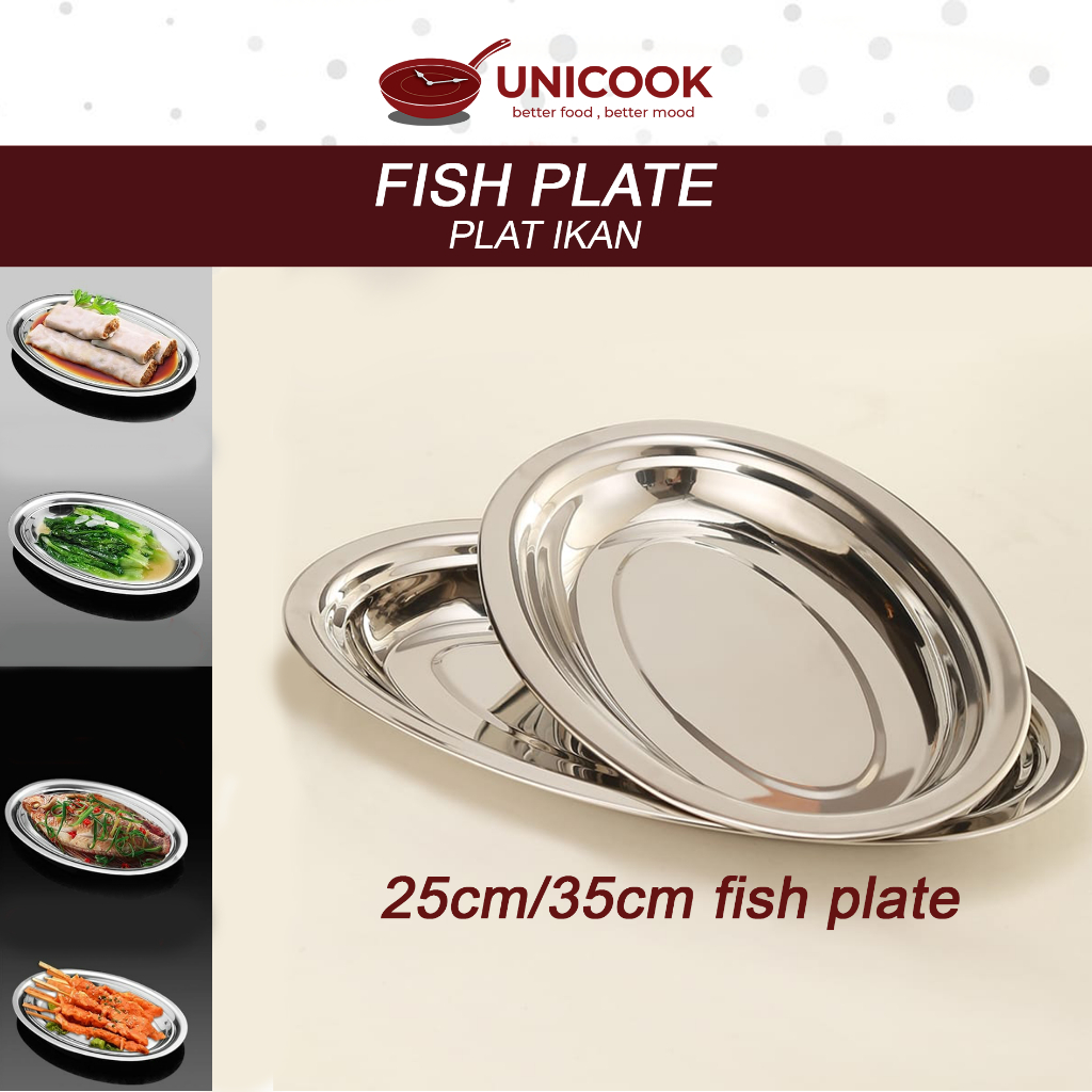 Stainless Steel Oval Plate Steam Fish Plate Snack Dessert Serving ...
