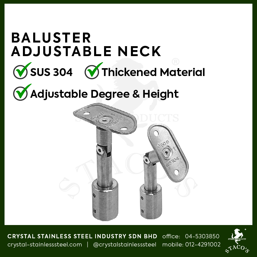 STACOS Stainless Steel 304 Adjustable Handrail Neck Head Bracket ...