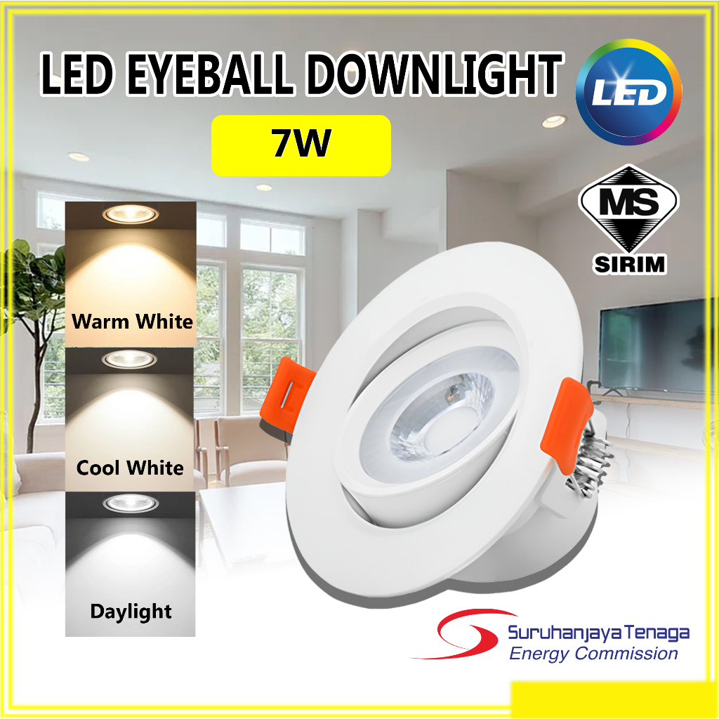 [SIRIM] LED 7W Eyeball Recessed Spotlight (Round) Downlight Home ...