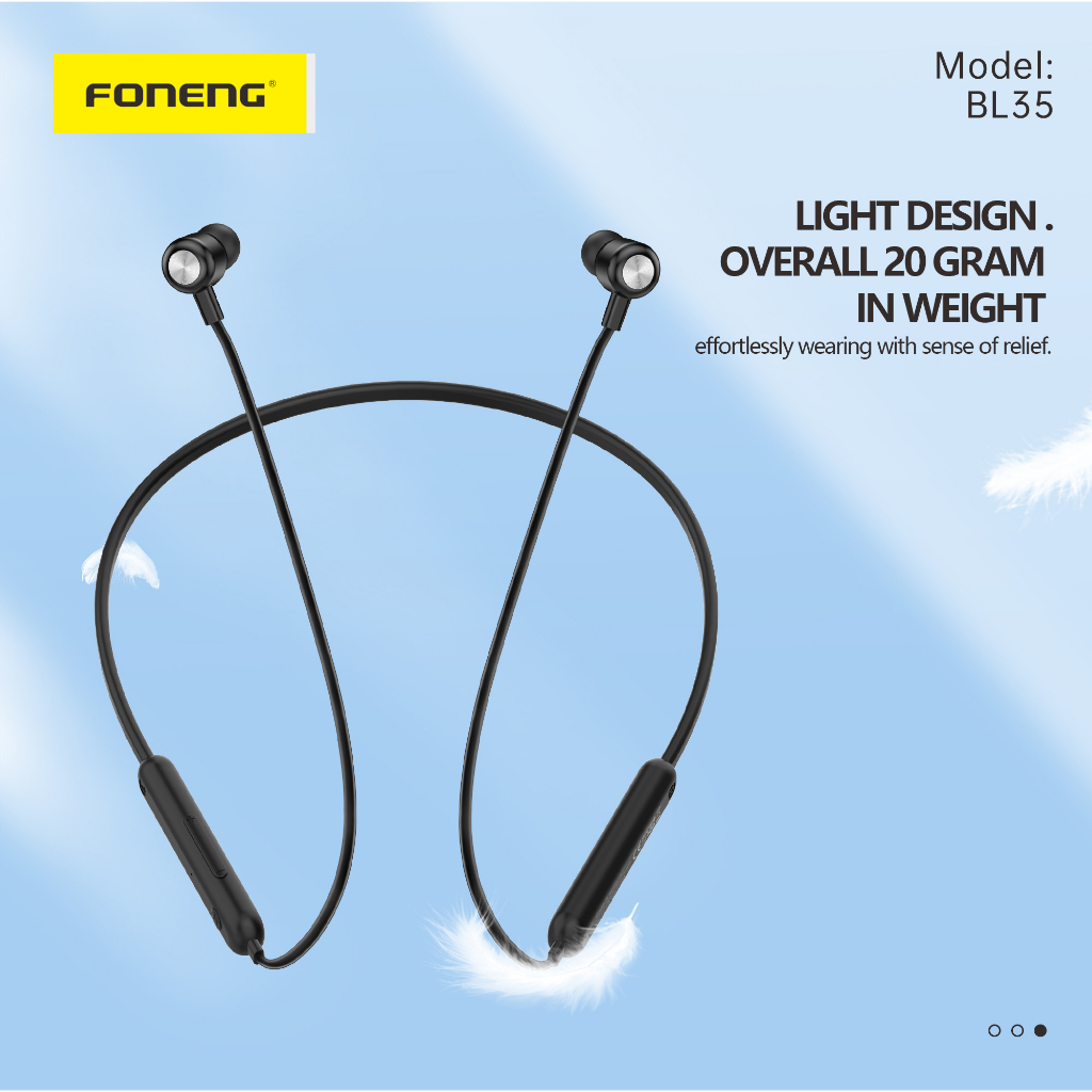 【FONENG】 Sports Bluetooth Headset ( BL35 ) Necklace Design Wireless Earphone with HD Sound ...