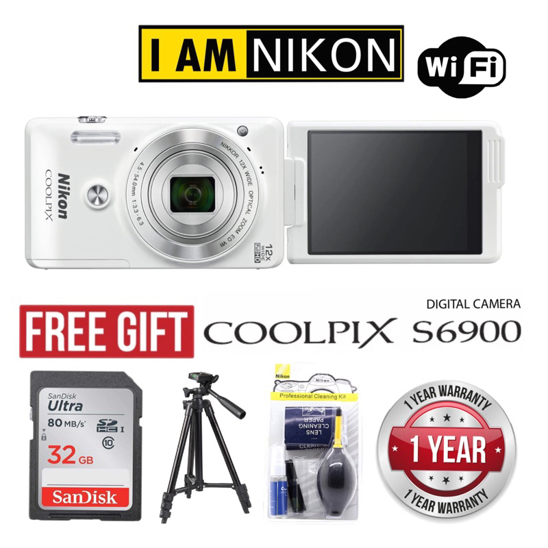 Nikon Coolpix S6900 wifi flip screen + super wide angle 12x zoom ...