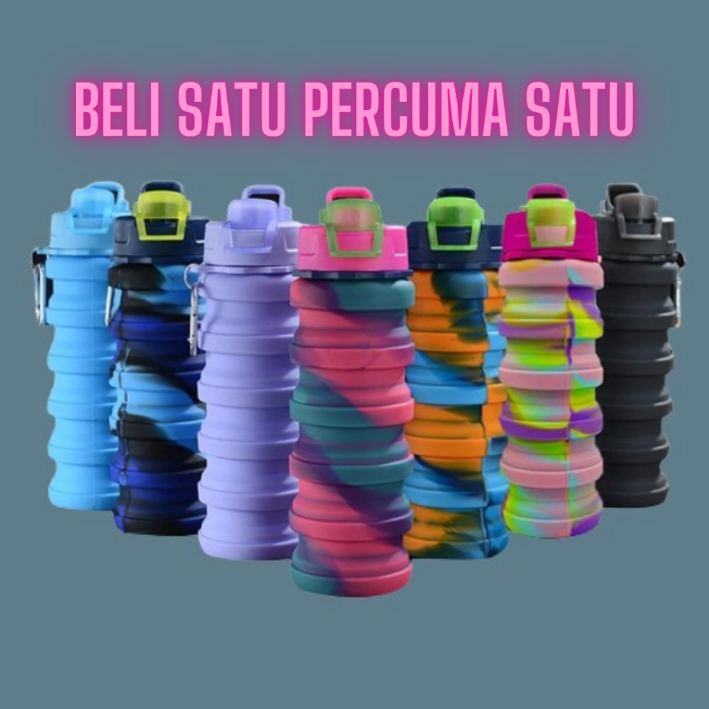 Botol Air Kanak Portable Leak-Proof Silicone Sports Travel Outdoor ...