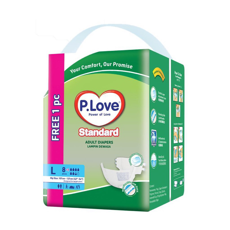 P.Love Standard Adult Diapers Unisex M10 / L8+1 / XL8 - TAPE | Shopee ...