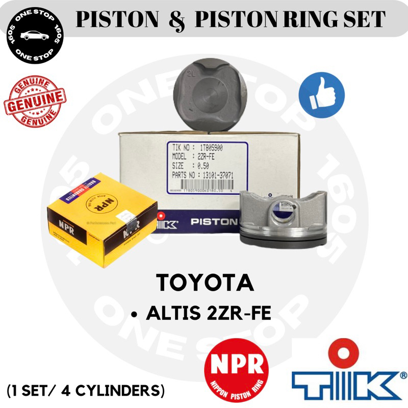 TOYOTA ALTIS 2ZR 2ZR-FE TIK PISTON SET & JAPAN NPR PISTON RING SET ...